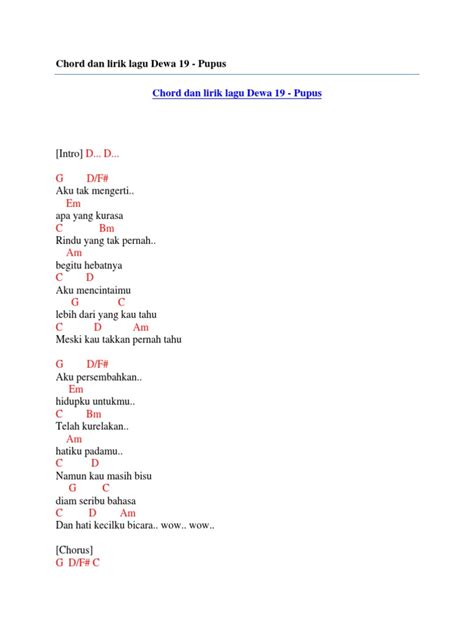 Chord Dan Lirik Dewa 19 Pupus Pdf