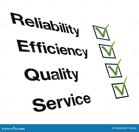Reliability Efficiency Quality Service Business Hand Writing Concept Stock Vector