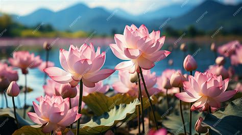 Premium Photo Pink Lotus Flower Species A Very Popular Species Of