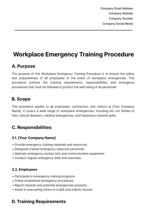 Free Workplace Emergency Training Procedure Template To Edit Online