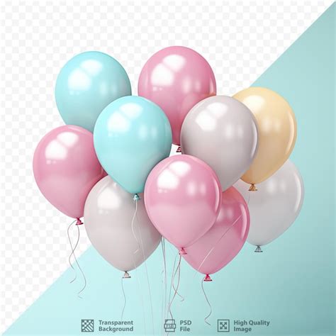 Иллюстрация блестящих воздушных шаров на прозрачном фоне | Премиум PSD Файл