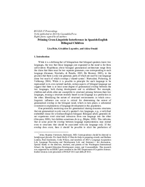 Pdf Priming Cross Linguistic Interference In Spanish English