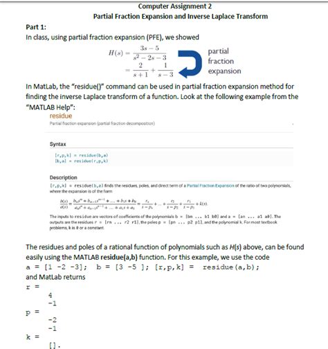 Solved Partial Fraction Expansion And Inverse Laplace