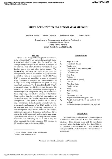Pdf Shape Optimization For Conforming Airfoils