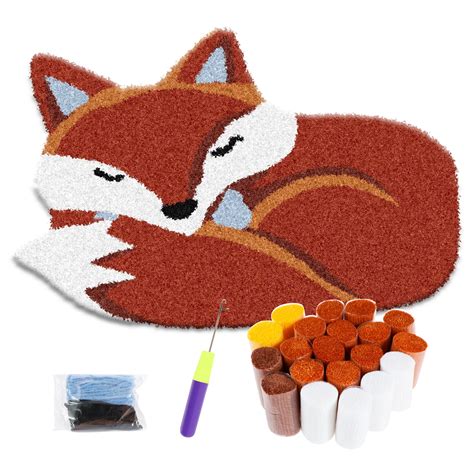 Wekvgz Latch Hook Rug Kit Diy Latch Hook Kit Fox Pattern Latch Hook Rug