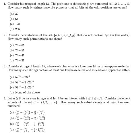 Solved Consider Bitstrings Of Length The Positions In Chegg