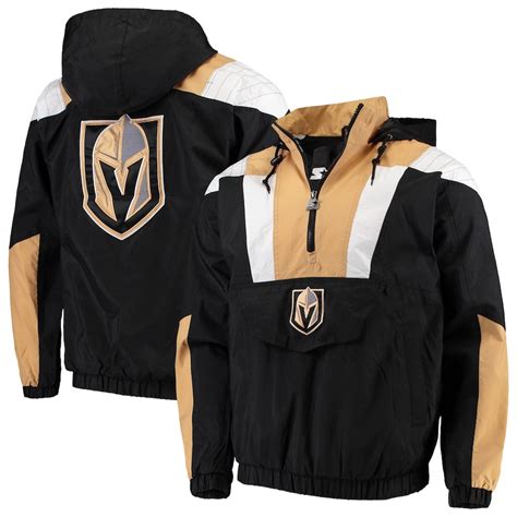 Starter Vegas Golden Knights Black Striker Hooded Half Zip Jacket