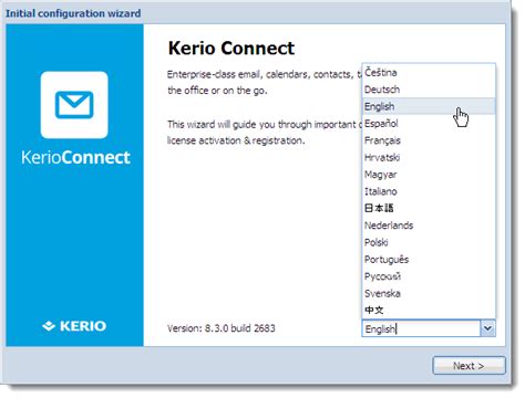 performing initial configuration in kerio connect