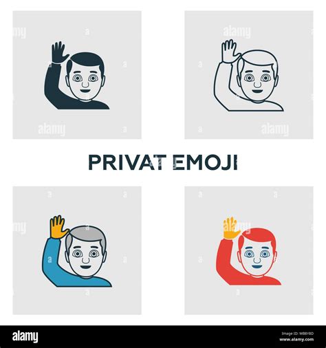 Private Emoji Icon Set Four Elements In Diferent Styles From Visual Device Icons Collection