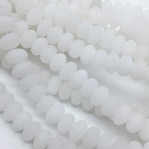 8x5mm Matte White Jade Rondelle Beads 155 Inch Etsy