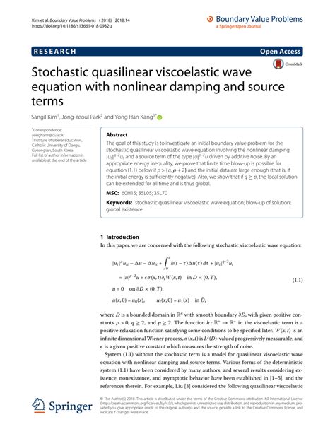 Pdf Stochastic Quasilinear Viscoelastic Wave Equation With Nonlinear