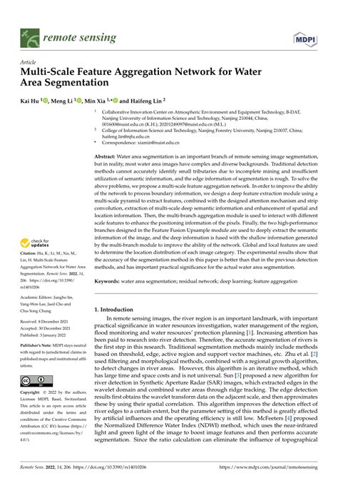 pdf multi scale feature aggregation network for water area segmentation