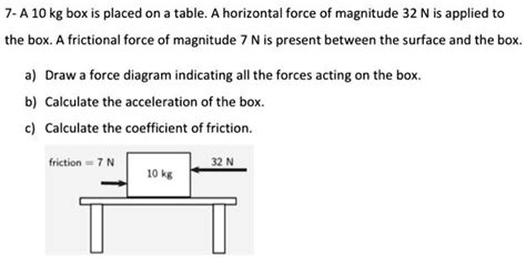 7 A 10 Kg Box Is Placed On A Table A Horizontal Force Of Magnitude 32 N Is Applied To The Box