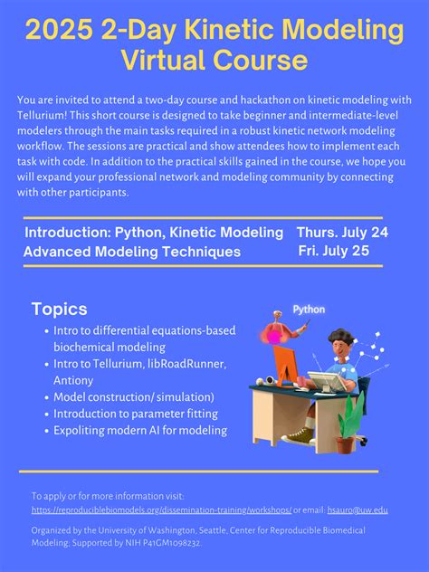 2025 2 Day Kinetic Modeling Virtual Course Center For Reproducible Biomedical Modeling