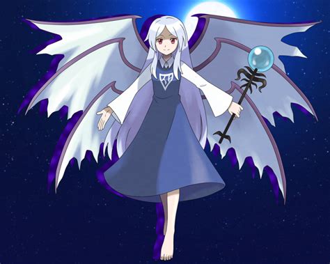 Safebooru Angel Asatsuki Fgfff Barefoot Blue Dress Blue Hair Closed