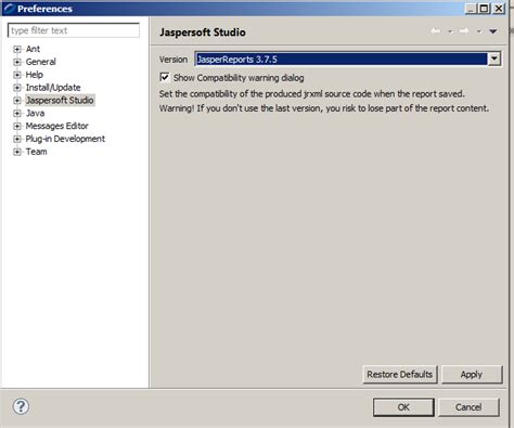 unable to open jasper report with an older version of ireport stack