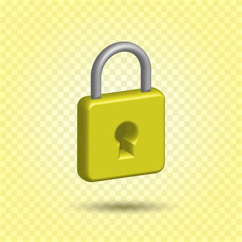 Yellow Padlock Realistic Padlock 3d Security Concept 14400434 Vector
