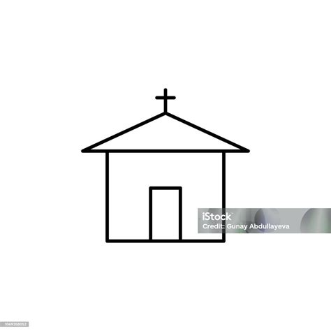 교회 표시 아이콘입니다 탐색 표시 아이콘의 요소입니다 웹사이트 디자인 및 개발 응용 프로그램 개발에 대 한 얇은 라인 아이콘 프리미엄 아이콘 0명에 대한 스톡 벡터 아트 및