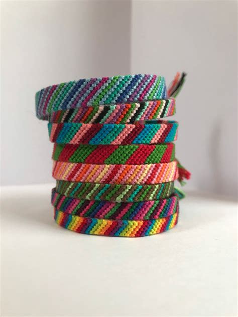 Candy Stripe Friendship Bracelets Etsy Canada String Bracelet Patterns Friendship Bracelet