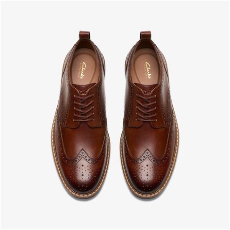 Brown Menss Aldwin Limit Brogue Oxford Shoes 2025 Clarks Clearance