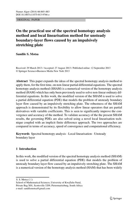 Pdf On The Pratical Use Of The Spectral Homotopy Analysis Method And Local Linearisation