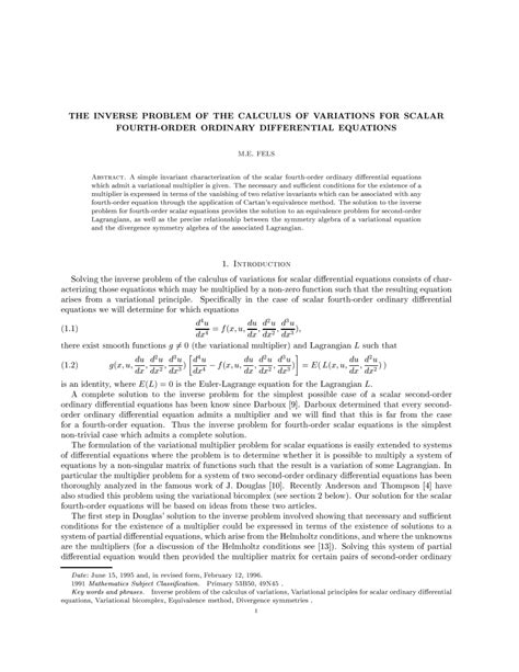Pdf The Inverse Problem Of The Calculus Of Variations For Scalar