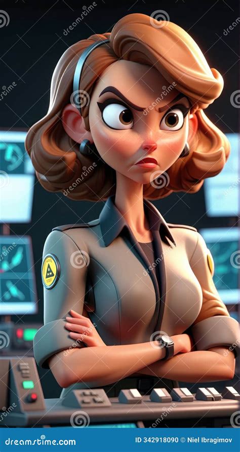 Animated Female Detective Analyzing Data In A High Tech Control Room