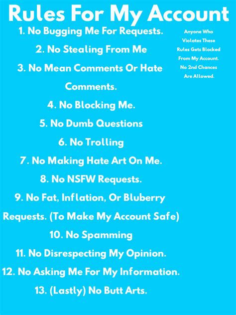 My Account Rules By Boltyandfriends On Deviantart