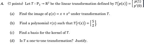 Solved Points Let T P R Be The Linear Chegg