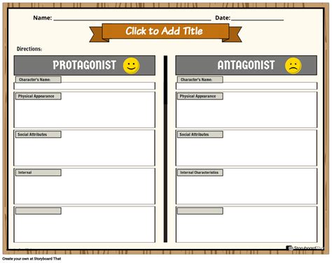 Protagonist Antagonist Worksheet