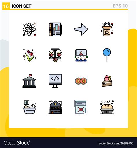 Editable Line Pack 16 Simple Flat Color Filled Vector Image