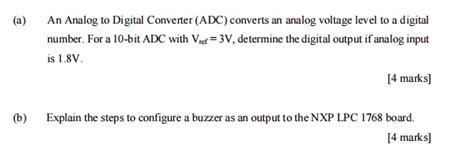 solved an analog digital converter adc converts an analog voltage