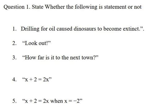 solved question 1 state whether the following is statement