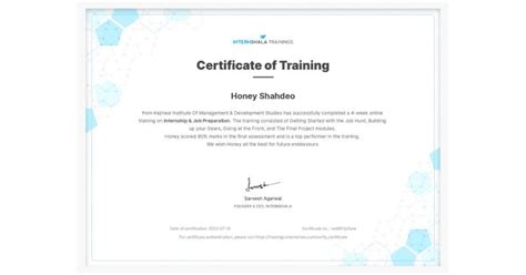Honey Shahdeo On Linkedin Successfully Completed The Internship And Job Preparation Training From