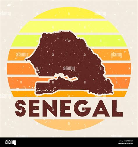 Senegal Logo Sign With The Map Of The Country And Colored Stripes