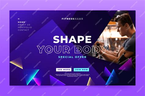 피트니스 센터 방문 페이지 디자인 템플릿 무료 벡터
