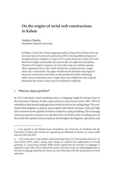 pdf on the origins of serial verb constructions in kalam