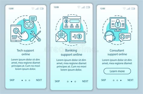 Customer Support Online Onboarding Mobile App Page Screen Vector