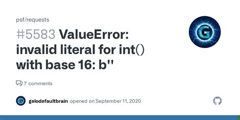 Valueerror Invalid Literal For Int With Base 16 B · Issue 5583 · Psfrequests · Github