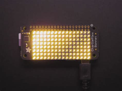 adafruit charlieplex led matrix bonnet 8x16 warm white leds id 4122