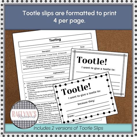 Tootling Behavior Intervention Tootle Slips And Tracking Pages Etsy