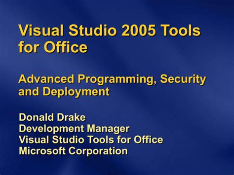 Visual Studio Tools For Office Advanced Programming
