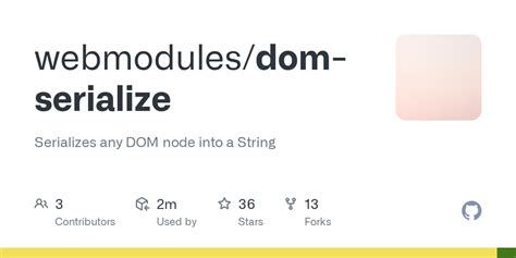 Github Webmodulesdom Serialize Serializes Any Dom Node Into A String