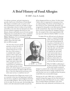 Fillable Online A Brief History Of Food Allergies Fax Email Print PdfFiller