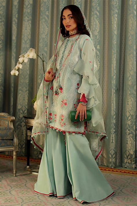Heavily Embroidered Palazzo Kameez Pakistani Eid Dress On Lawn