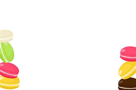 다양 한 만화 프랑스어 쿠키를 배경으로 마카롱 또는 마카롱의 스택 요리와 레스토랑 메뉴에 대 한 달 콤 하 고 맛 있는 벡터 템플릿 0명에 대한 스톡 벡터 아트 및 기타