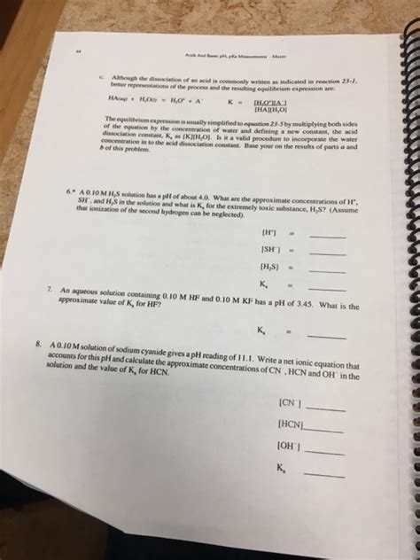 Solved Prelaboratory Problems Experiment Acidsand Bases Chegg