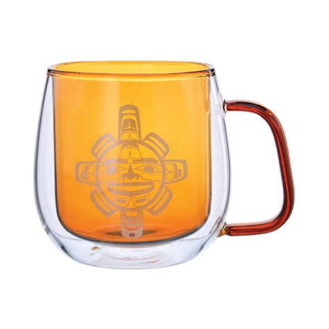 Chilkat Sun Double Walled Glass Mug Canadian Museum Of History Boutique