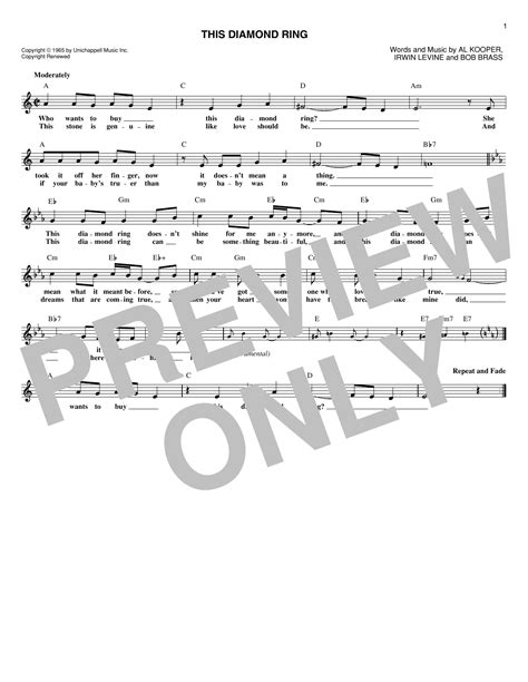 Download Pdf This Diamond Ring Sheet Music By Gary Lewis And The