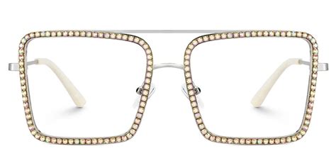 Diva Glasses Silver Eyeglasses With Rainbow Diamond